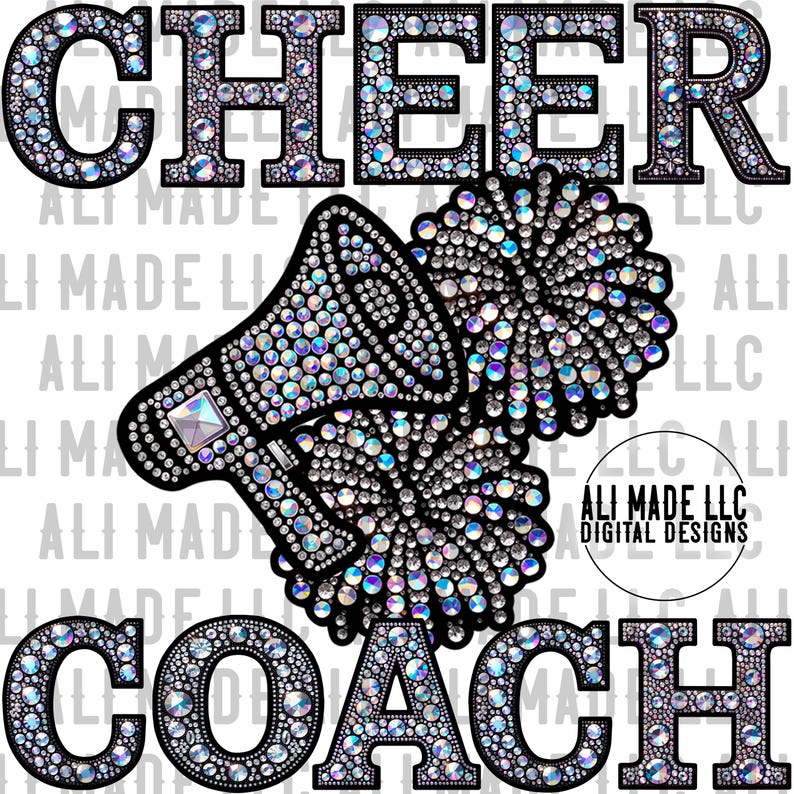 Cheer Coach Faux Iridescent Rhinestones - PNG Digital Download Use for ...