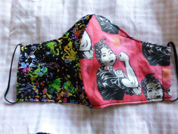 Hot Pink Paint Splatter Rosie Mask | Etsy