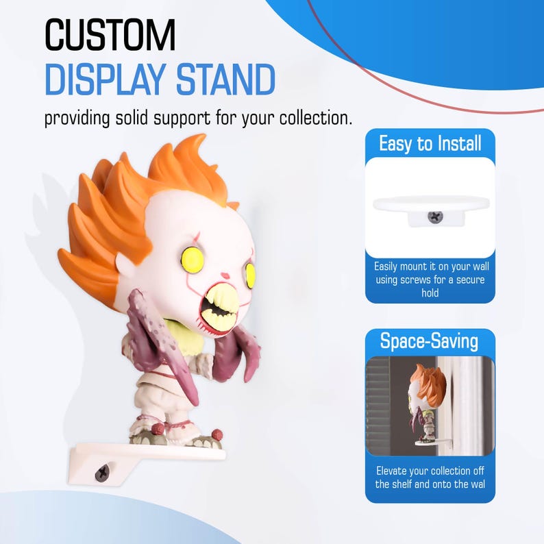 Pop! Figure Wall Mounted Display Stand - 3D Printed, Custom Design ...