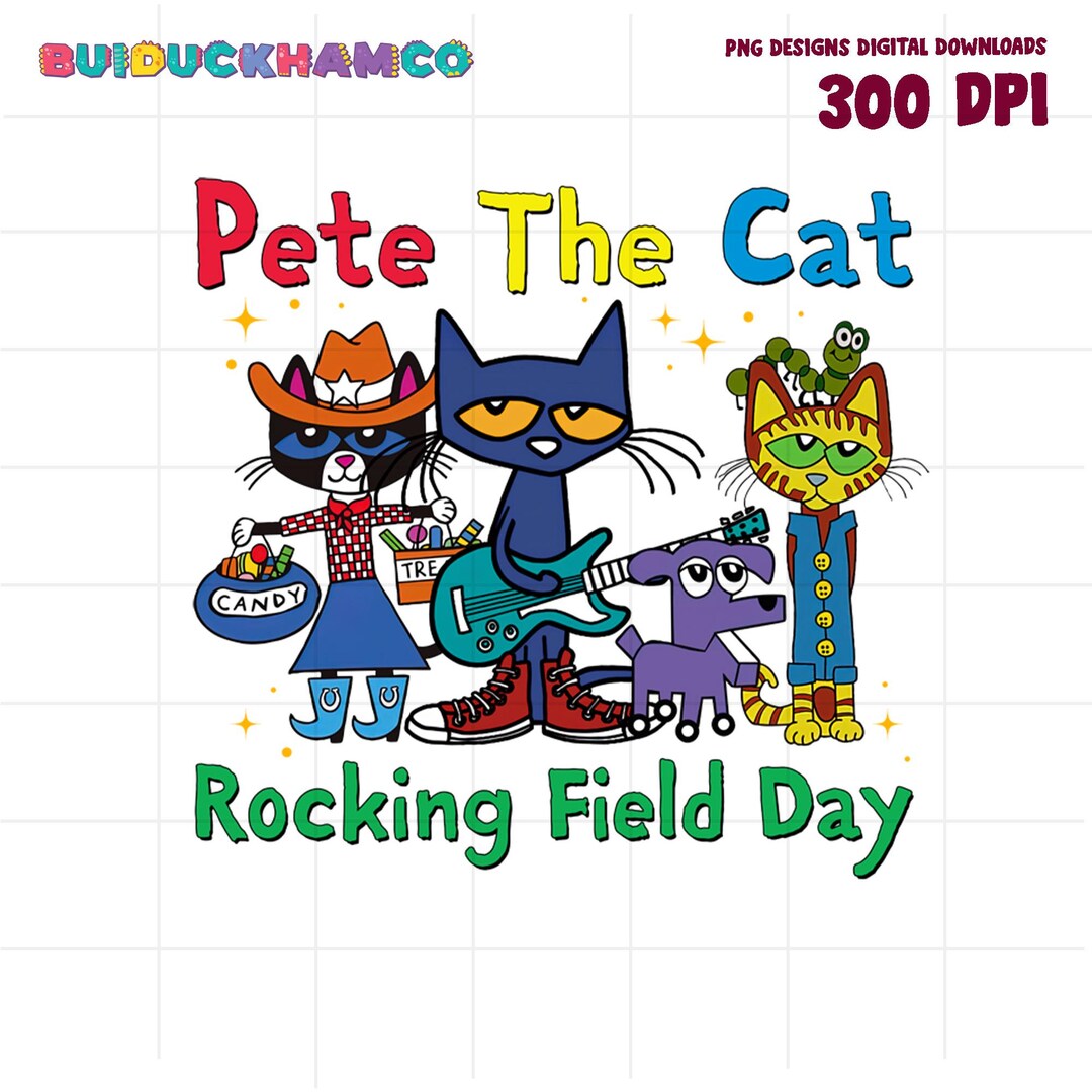 Pete the Cat Rocking Field Day Png, Groovy Cat Png, Retro Field Day Png ...
