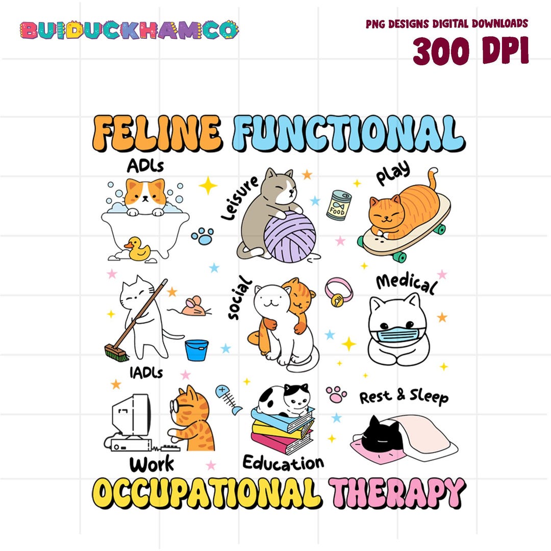 Feline Fun Cat Occupational Therapy PNG, Cute OT Therapist Cat Design ...