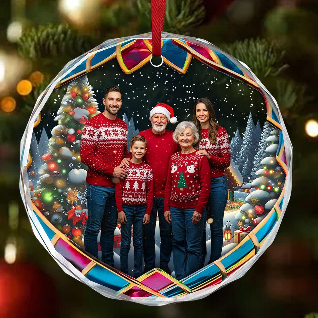 Custom Family Photo Glass Ornament, Personalized Picture Ornament 2025 ...