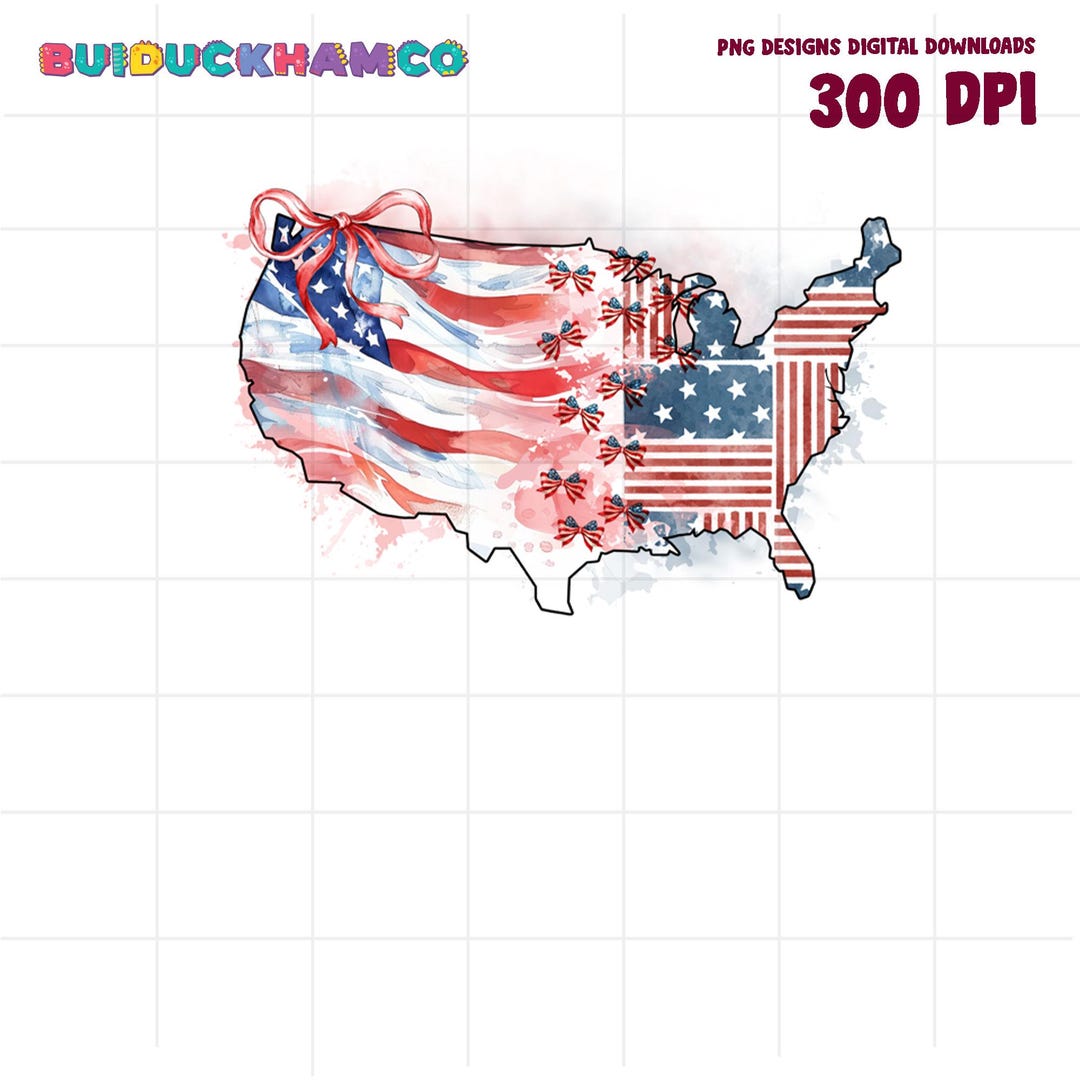 Coquette Preppy America USA Map Png, 4th of July America Png, Patriotic ...