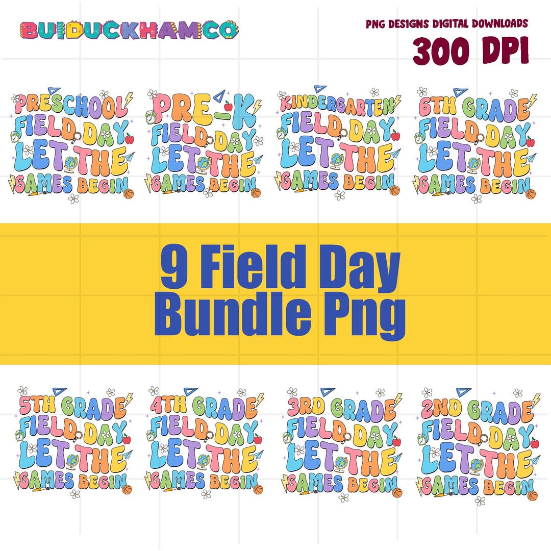 9 Designs Field Day Bundle Png, Preschool Field Day Png, Pre K 1st 2nd ...
