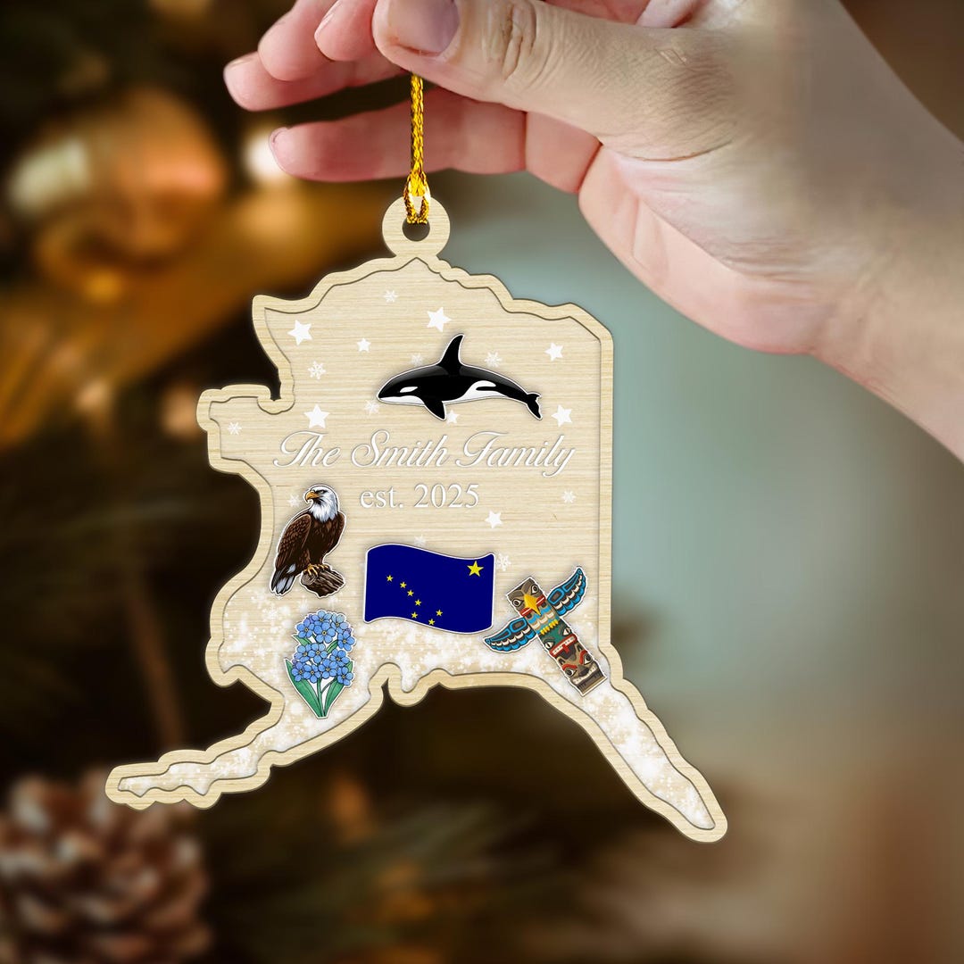 Custom Shape Alaska Map Shaker Ornament, Personalized Proud Alaska ...