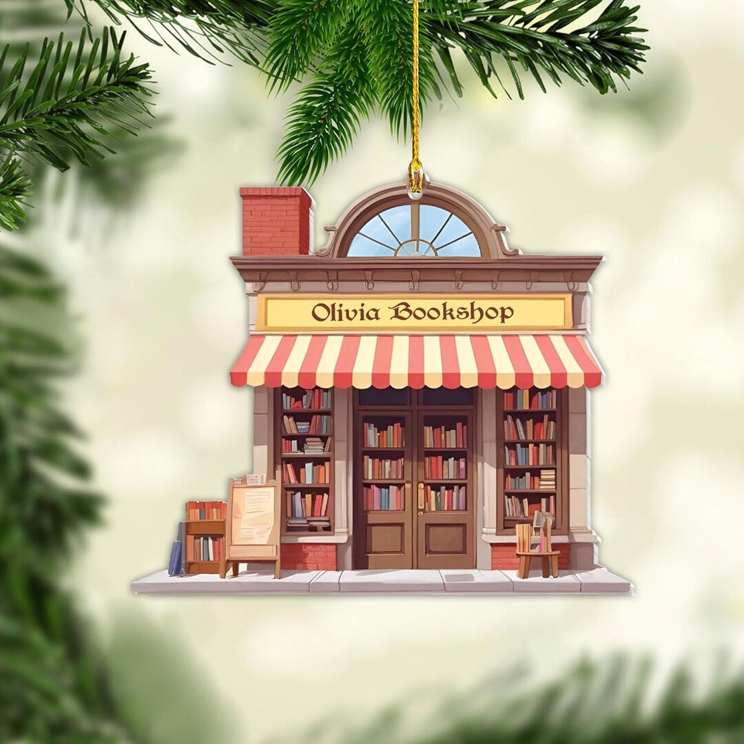 Personalized Christmas Bookstore Ornament, Custom Name Bookshop 2025 ...