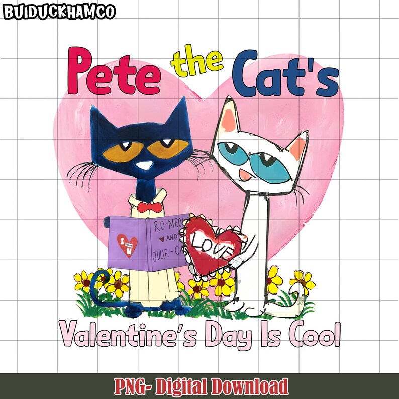 Valentine's Day is Cool Png, Pete the Cat Valentine Png, Couples ...
