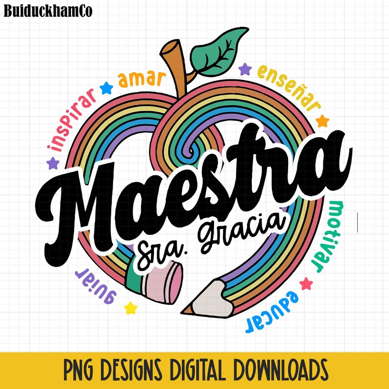 Custom Name Maestra Png, Spanish Teacher Png, Maestra Bilingue Back to ...