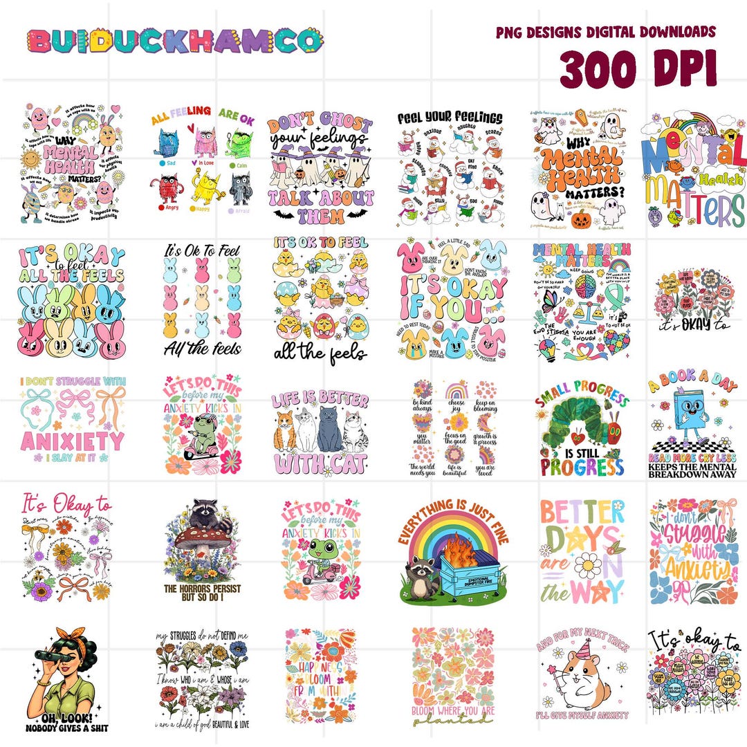 40+ Mental Health Awareness Bundle Png, Inspirational Png, Positive Png ...