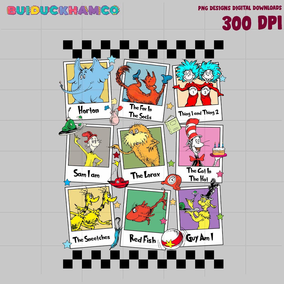 Checkered Dr.seuss Character Photo PNG, Reading Day PNG, Dr. Seuss Day ...