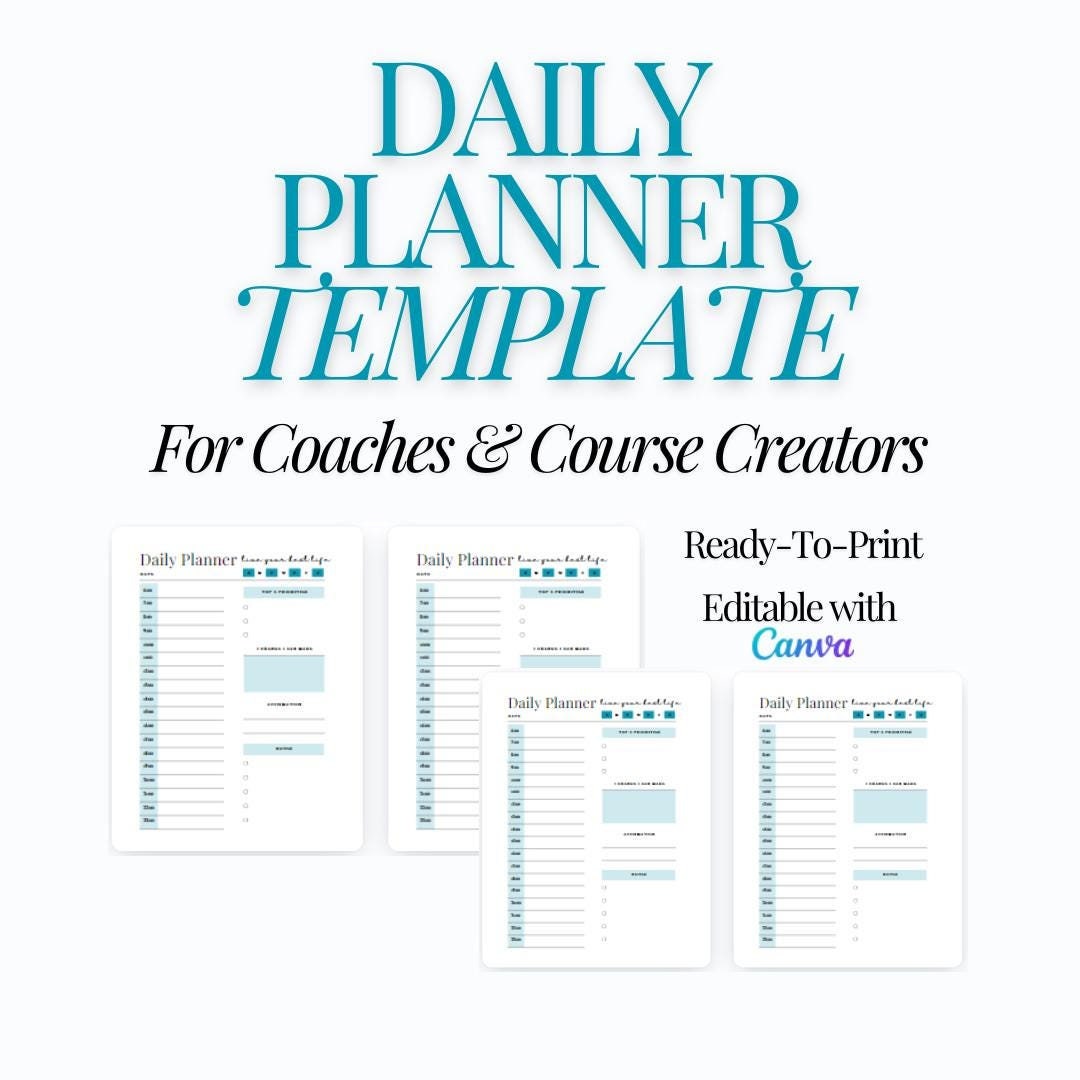 Daily Planner Template | Mindset Workbook | Life Coaching Worksheets ...