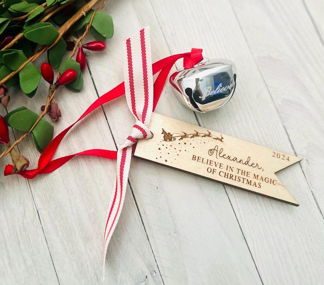 Personalized Believe Christmas Tag, Believe Jingle Bell, Christmas ...