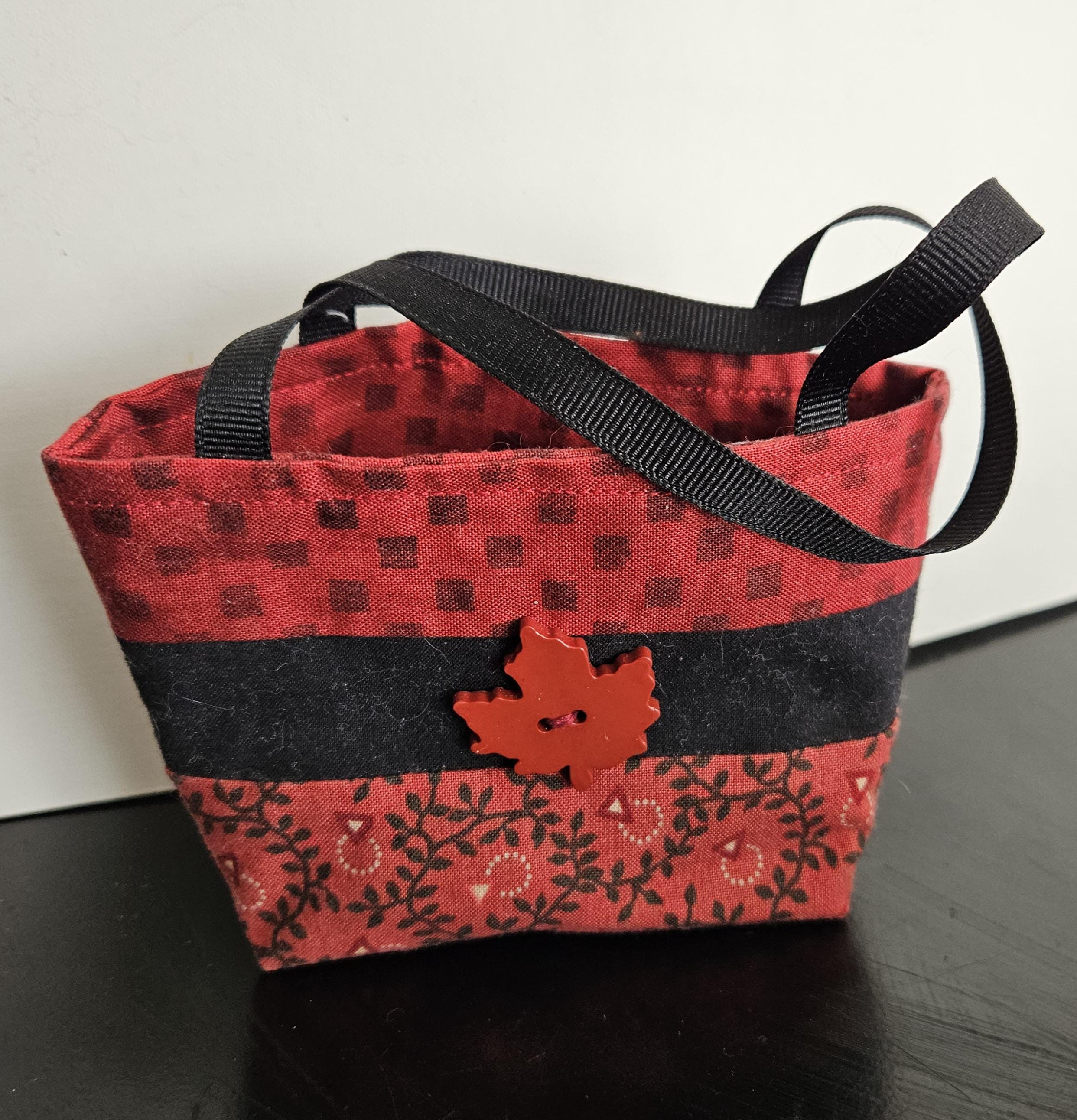 Fabric Treat Bag - Lined Ribbon Handles and Ribbon With a Cute Button ...