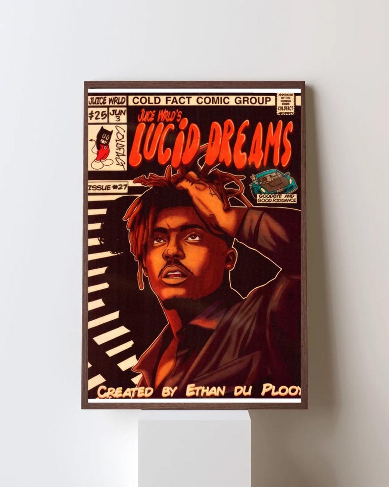 Lucid Dreams Juice WRLD Comic Album Cover Music Rap Gangsta Pop Culture ...