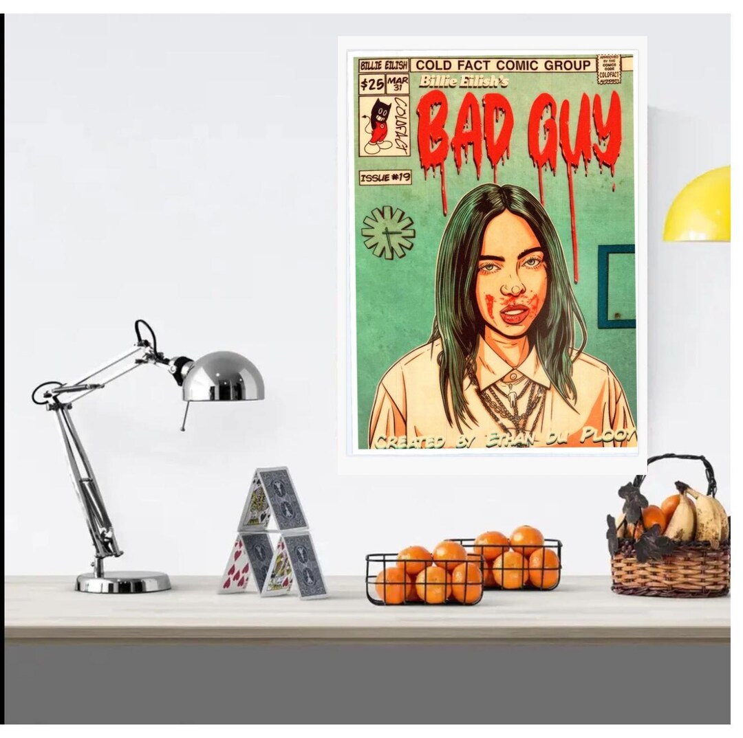 Digital File Billie Eilish Cool Comic Bad Guy Funky Art Print Album ...