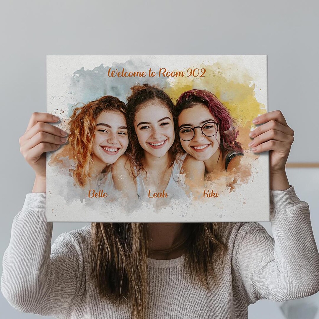 Personalized Roommates Portrait – Trendy Unique Dorm Room Decor ...