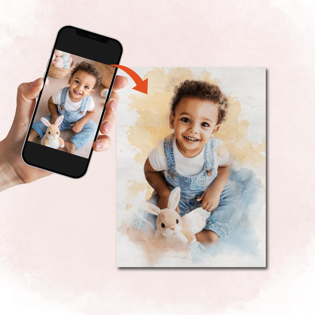 Personalized Watercolor Kid Portrait: Custom Baby Birthday Gift - Etsy