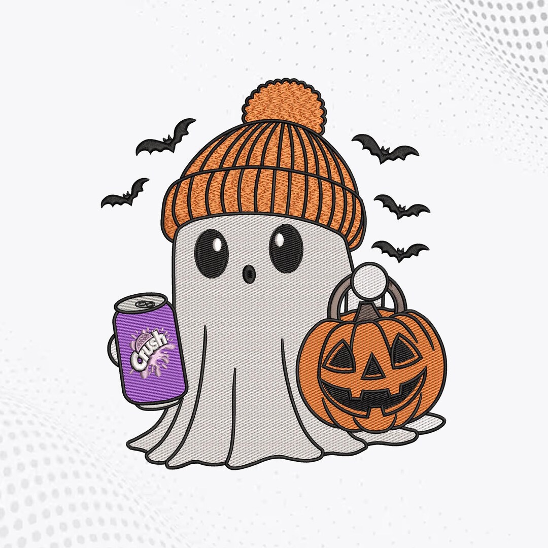Spooky Soda Ghost Machine Embroidery Design: Halloween Embroidery ...
