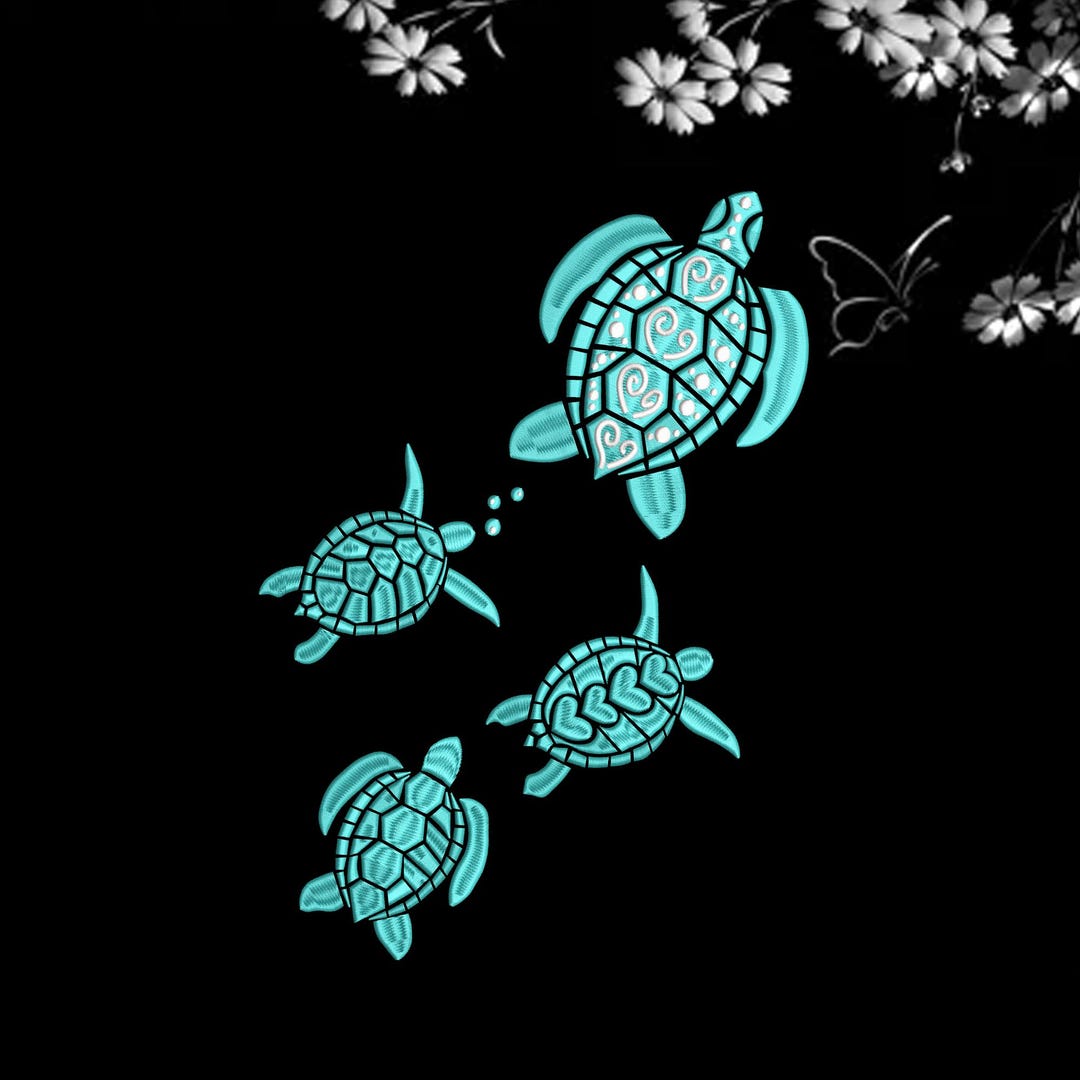 Sea Turtle Embroidery Design: Ocean Sunset Landscape (digital File) - Etsy