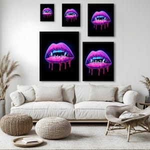 The Vampires Kiss80s Synthwave Design, Wall Art Print, Retro Decor ...
