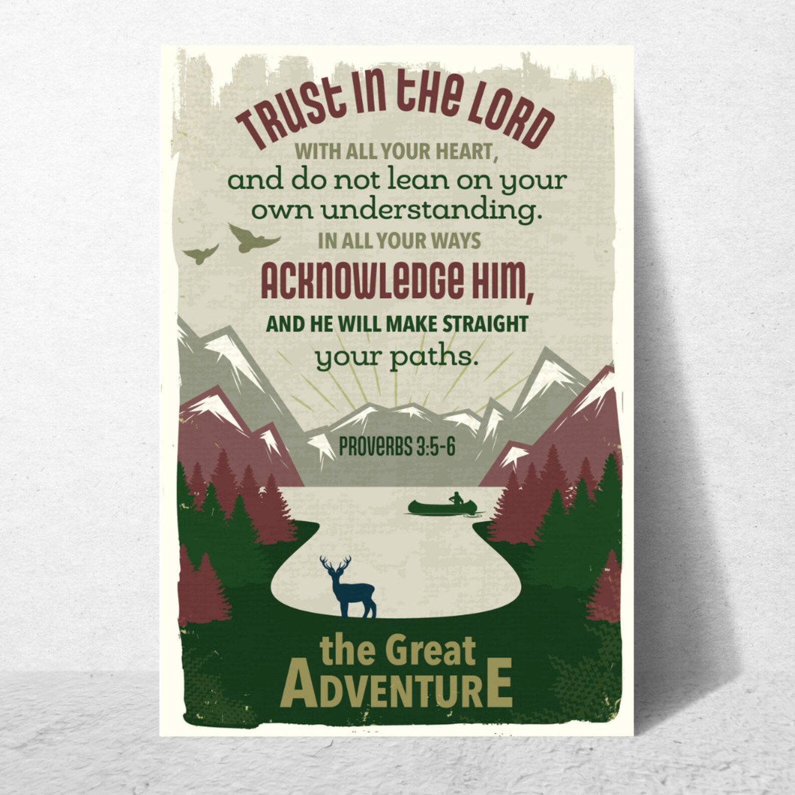 Set of 2 - Great Adventure Bible Verse Posters for Christian Wall Decor ...