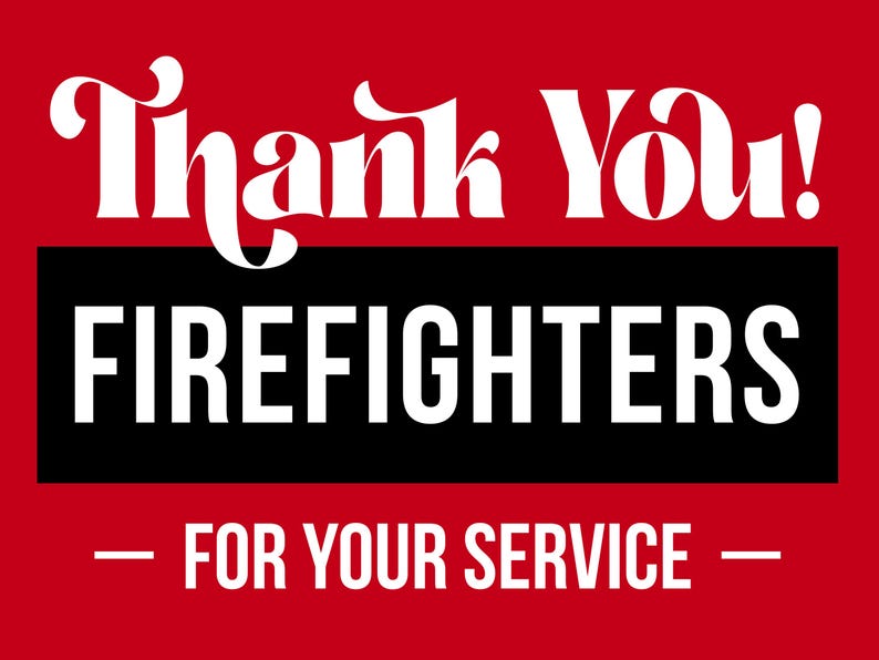 Thank You Firefighters Digital Download - Printable Yard Sign Design ...