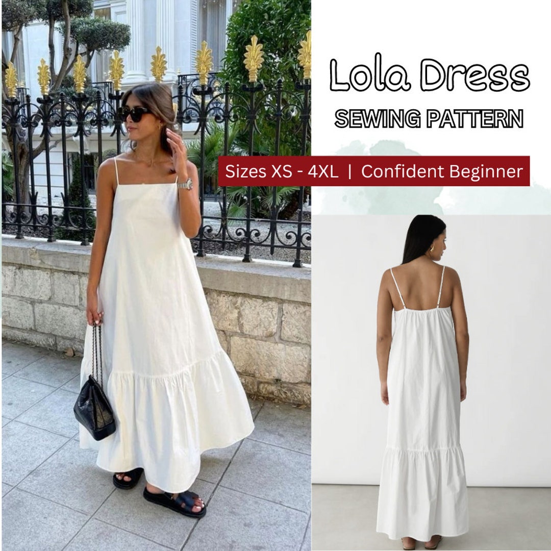 Sewing Pattern Maxi Dress Oversized Ruffled Hem Square Neckline ...