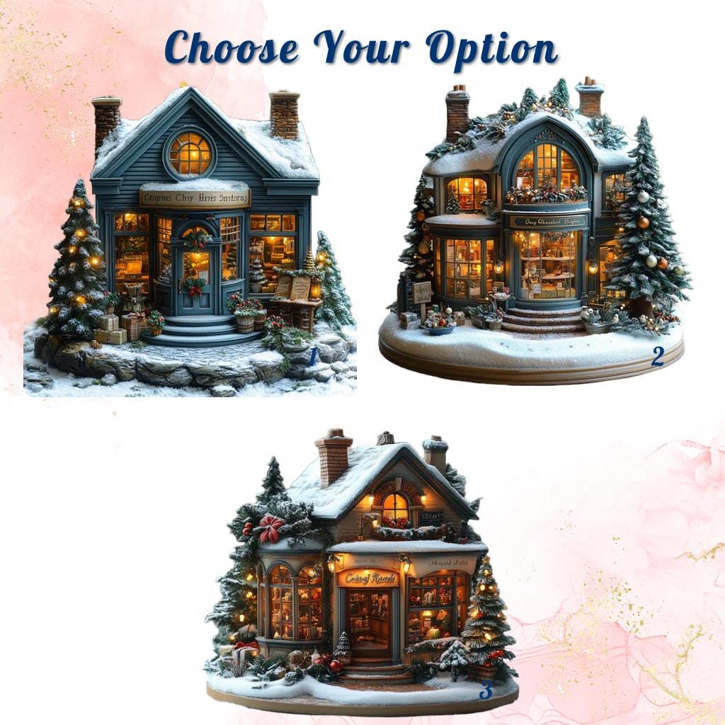2D FLAT Christmas Shop Diorama – Lighted Holiday Village Storefront ...