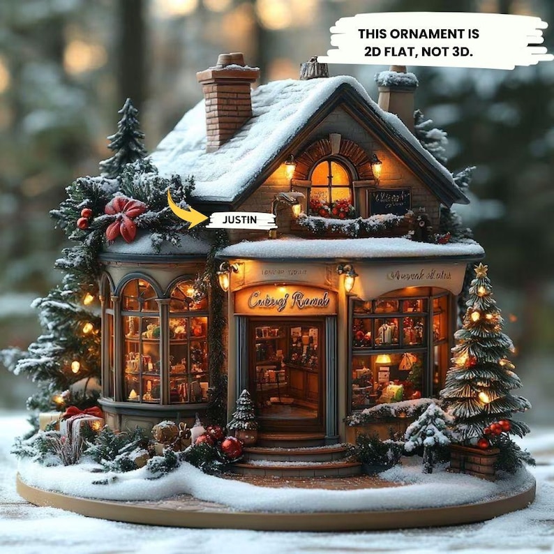 2D FLAT Christmas Shop Diorama – Lighted Holiday Village Storefront ...