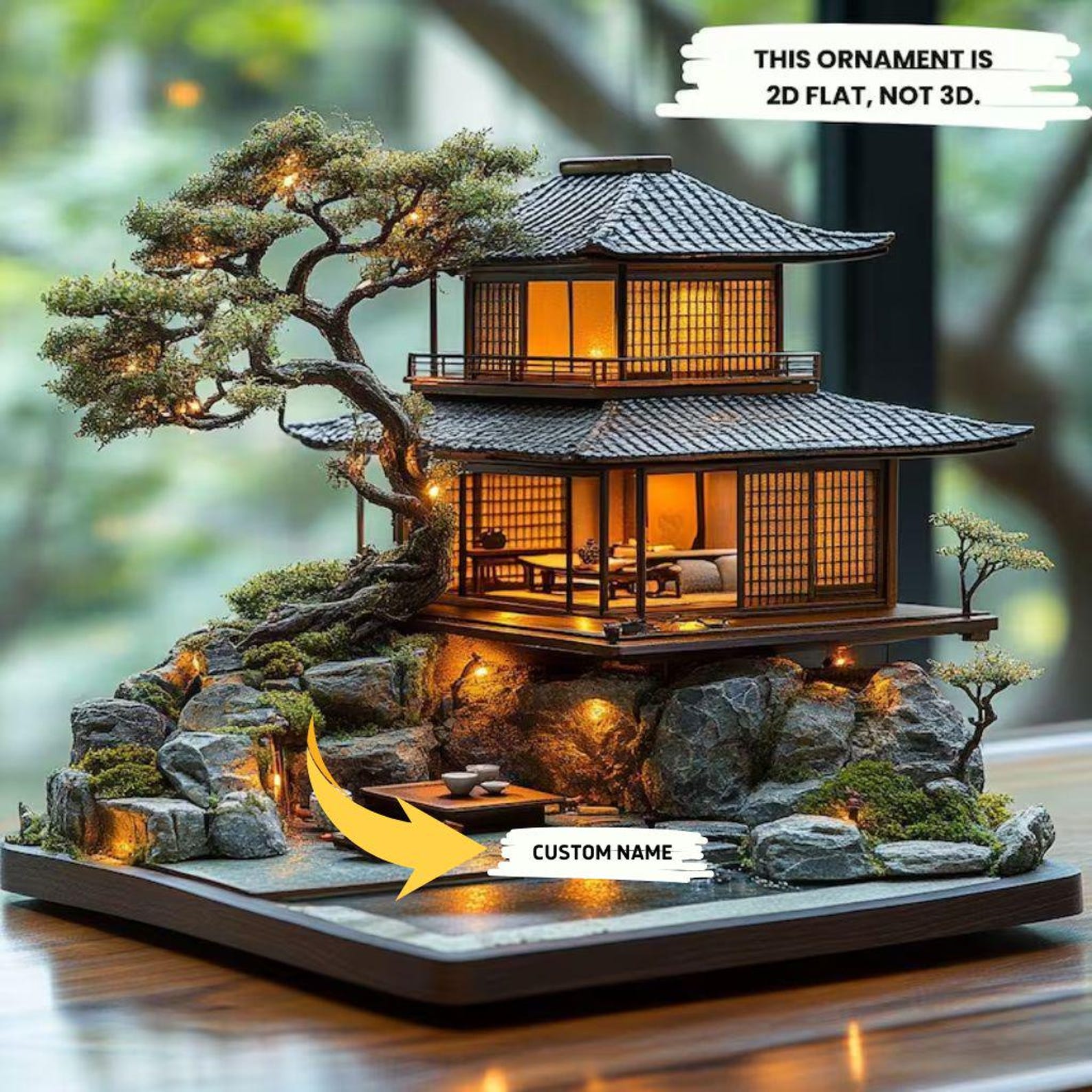 2D FLAT Japanese Zen House Diorama – Shoji Home With Bonsai and Rock ...