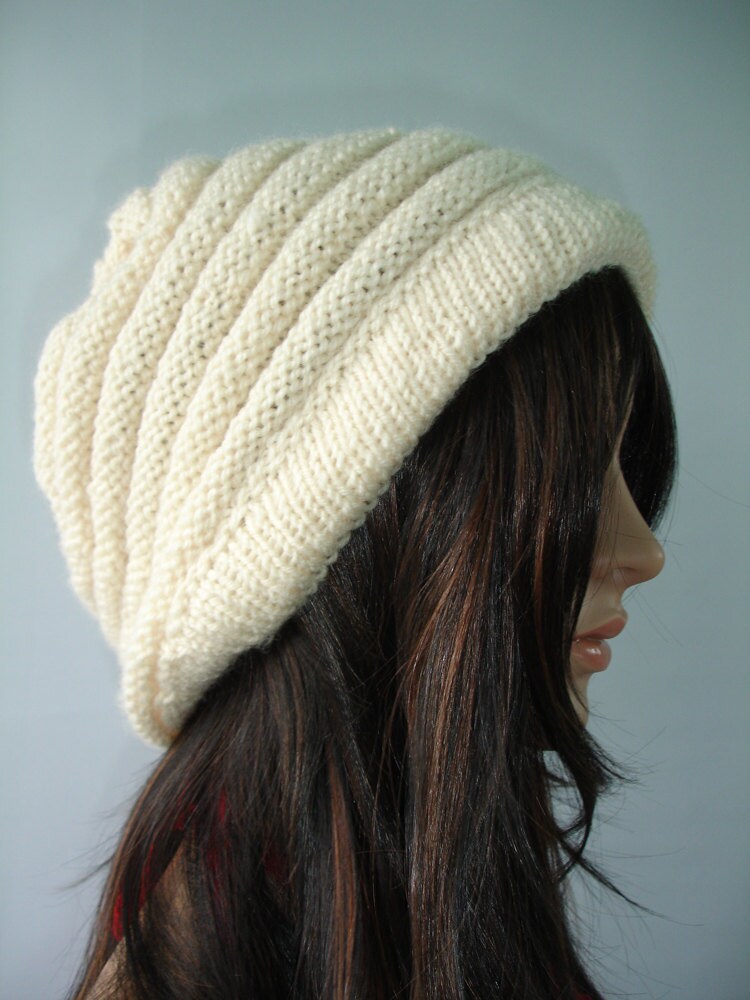 Slouchy Hat in Cream Ready to Ship - Etsy