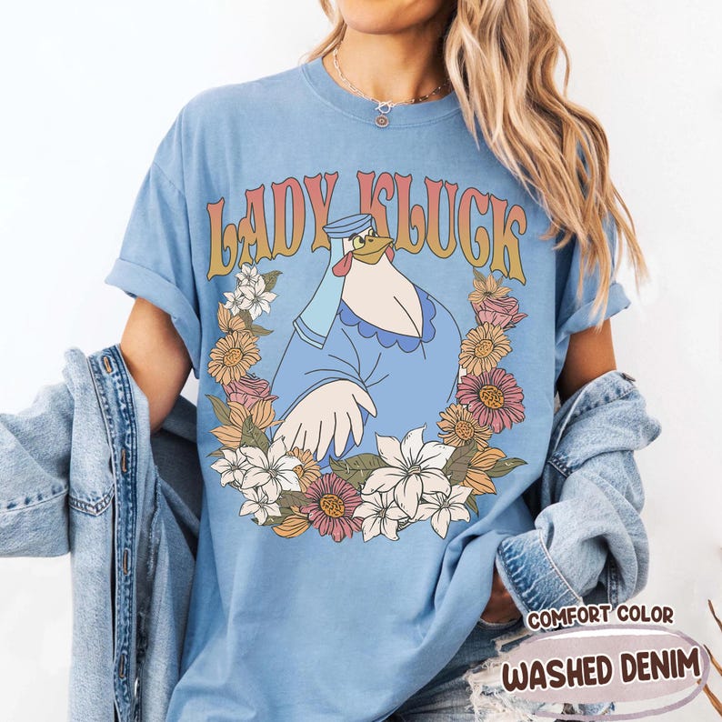 Vintage Disney Robin Hood Characters Lady Kluck Shirt, Floral Disney ...