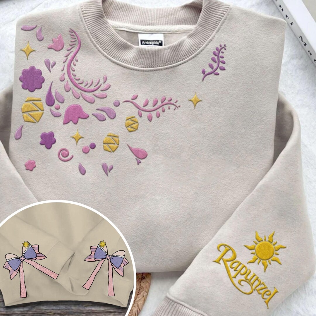 Embroidered Pascal Best Day Ever Side Bow Sweatshirt, Tangled Sun ...