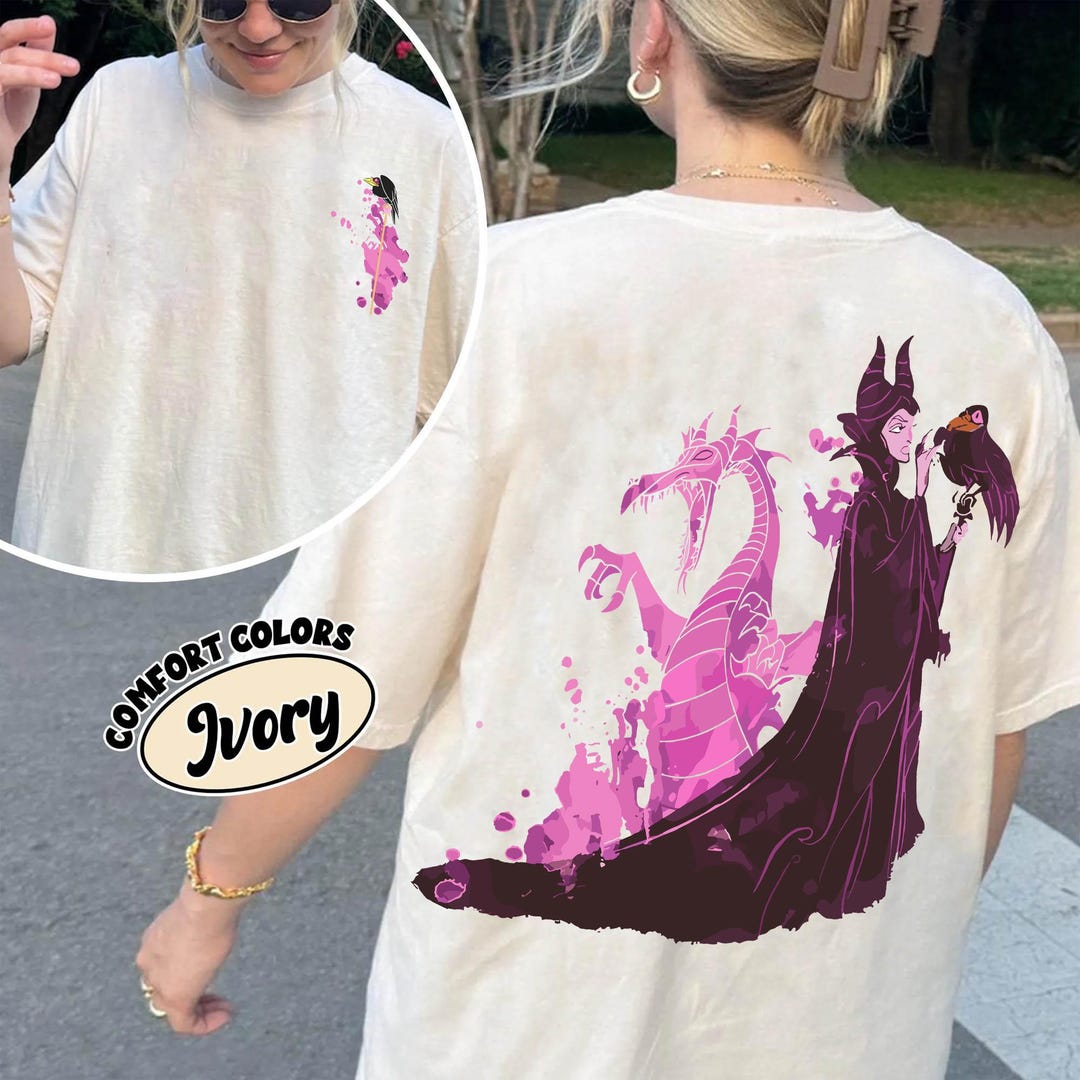 Two Sided Disney Maleficent Dragon Diablo Raven Crow Shirt, Sleeping ...
