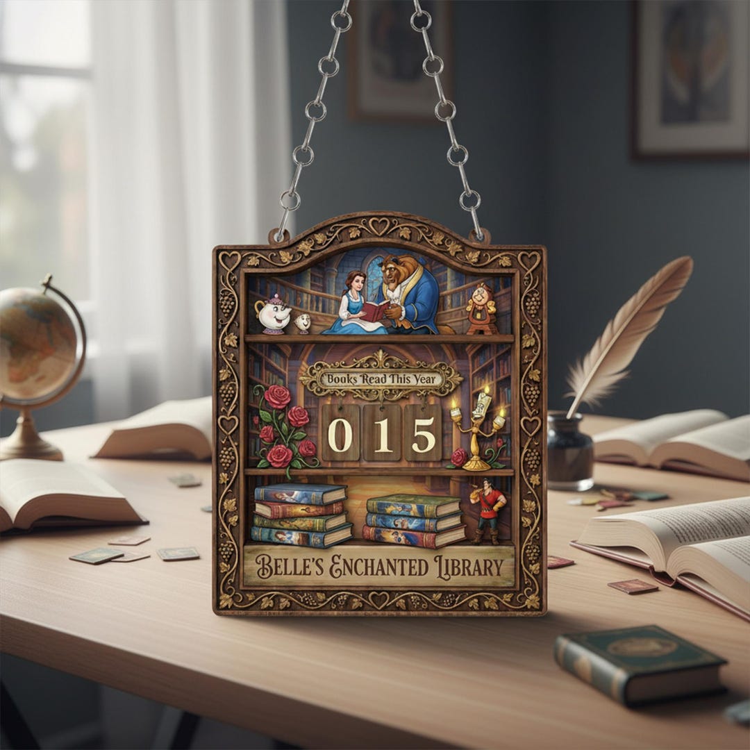 Custom Name Belle's Enchanted Library Tracker Sign, Personalized Disney ...