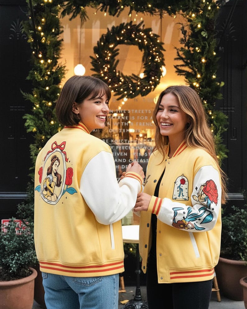 Disney Belle Princess Enchanted Rose Baseball Jacket, Disney Beauty and ...