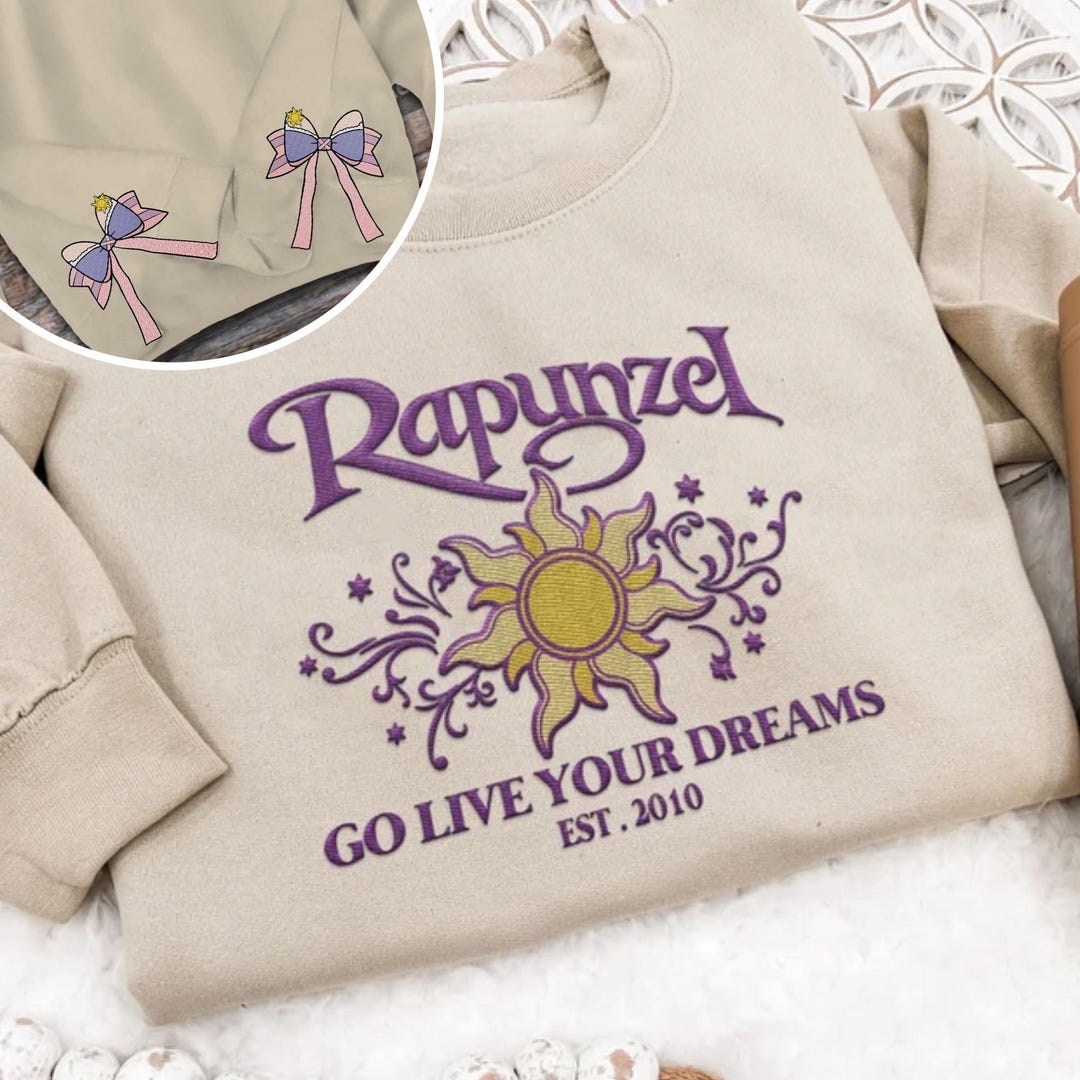 Embroidered Pascal Best Day Ever Side Bow Sweatshirt, Tangled Sun ...