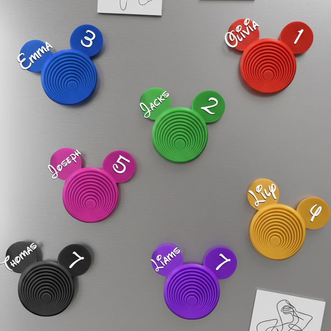 Custom Name & Age 3D Printed Mickey Magnets, Disney Mickey Hexagon ...