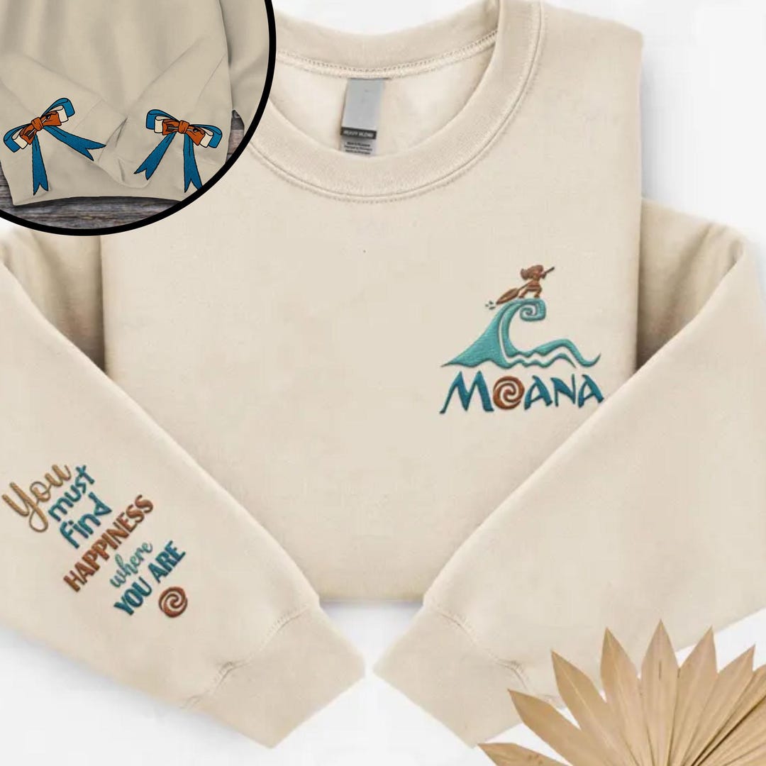 Embroidered Moana Motunui Pua and Hei Hei Coquette Side Bow Sweatshirt ...