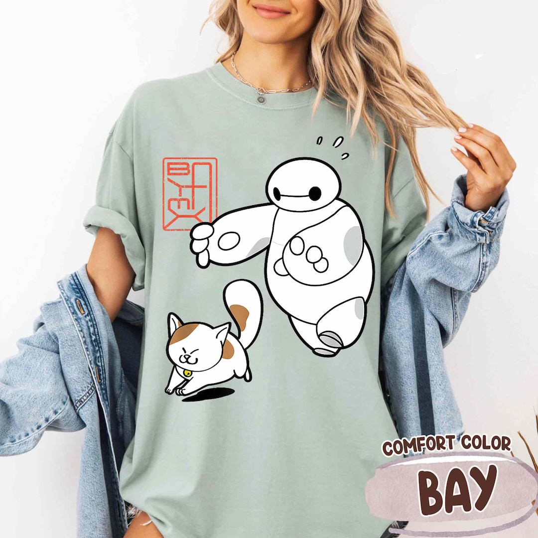 Big Hero 6 Cute Baymax and Cat Comfort Colors Shirt, Vintage Disney ...