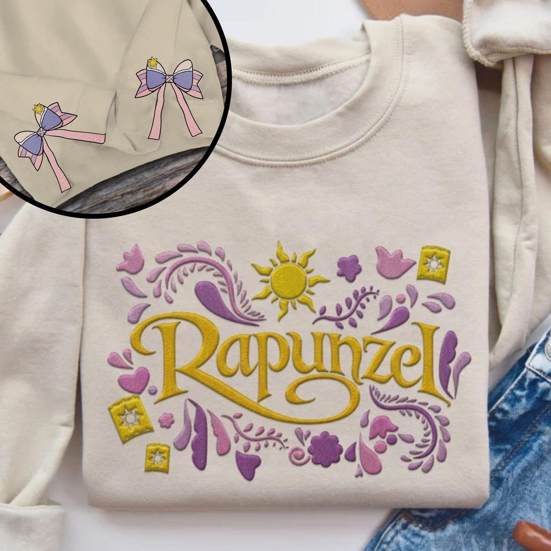 Embroidered Pascal Best Day Ever Side Bow Sweatshirt, Tangled Sun ...