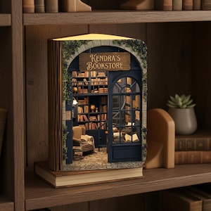 Custom Name Your Own Little Bookstore Light Folding Magnetic Table Lamp ...