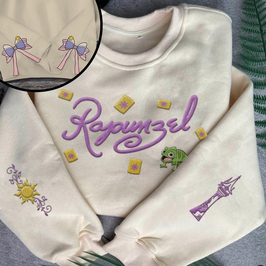 Embroidered Pascal Best Day Ever Side Bow Sweatshirt, Tangled Sun ...