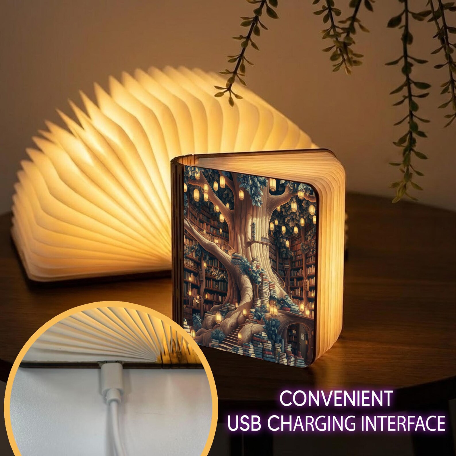 Custom Name Your Own Little Bookstore Light Folding Magnetic Table Lamp ...