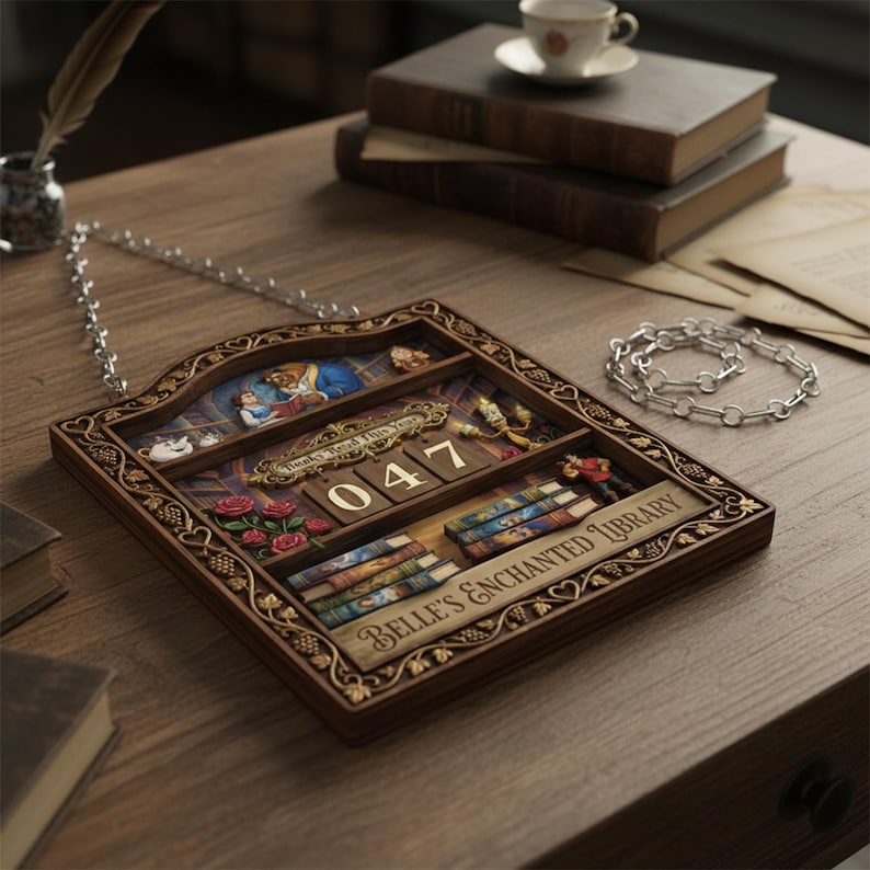 Custom Name Belle's Enchanted Library Tracker Sign, Personalized Disney ...