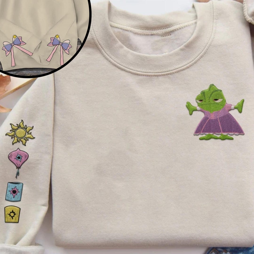 Embroidered Pascal Best Day Ever Side Bow Sweatshirt, Tangled Sun ...