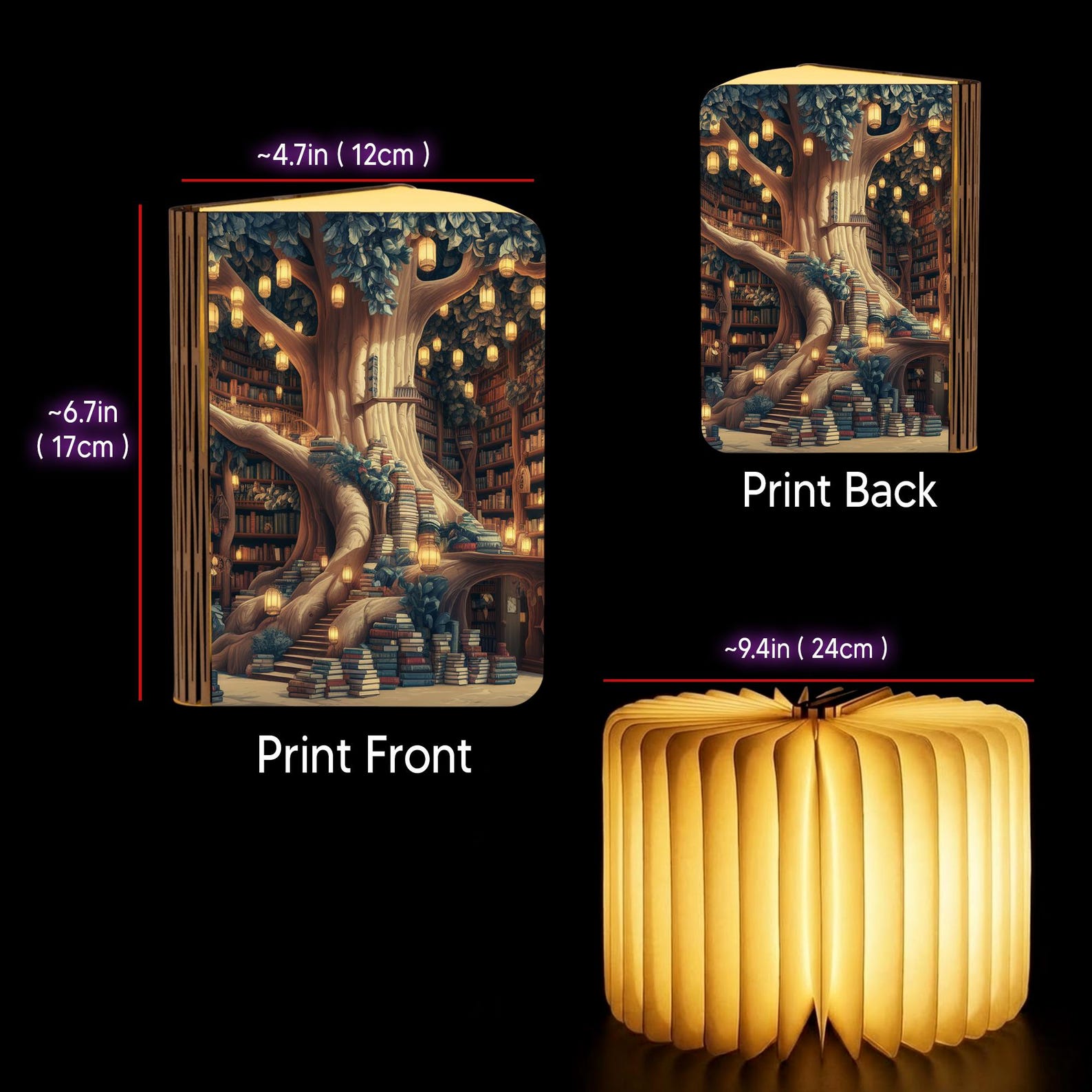 Custom Name Your Own Little Bookstore Light Folding Magnetic Table Lamp ...