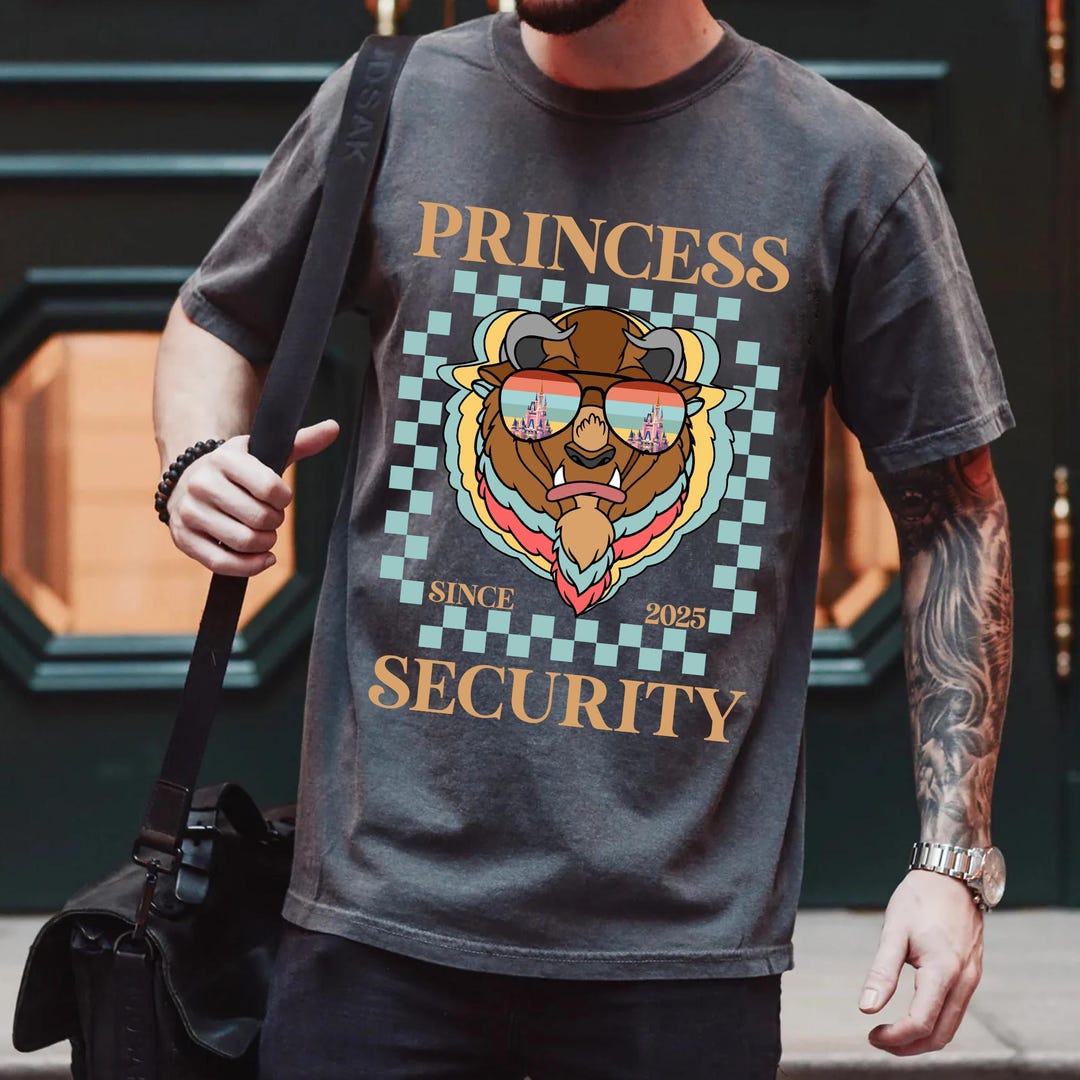 Custom Est Dad Disney Princess Security Beast Checkered Comfort Colors ...
