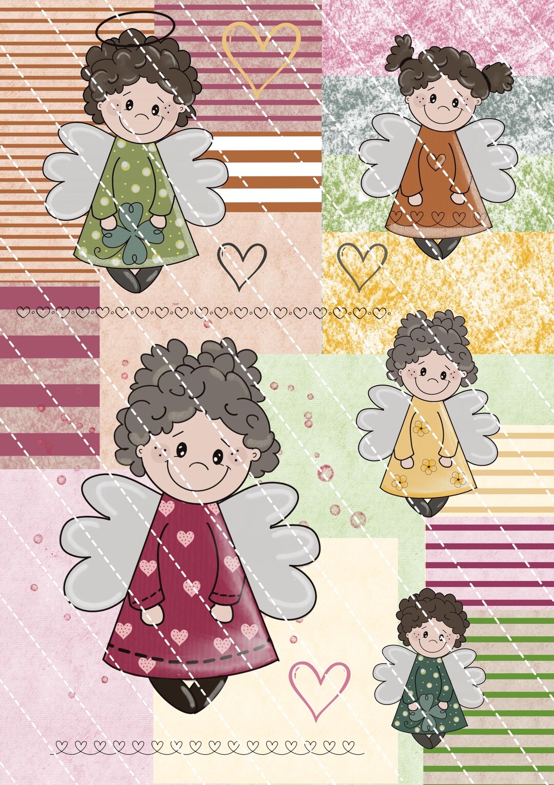Digistamp Little Angel, PNG, Plotter, Sublimation, Cricut, Digipaper ...