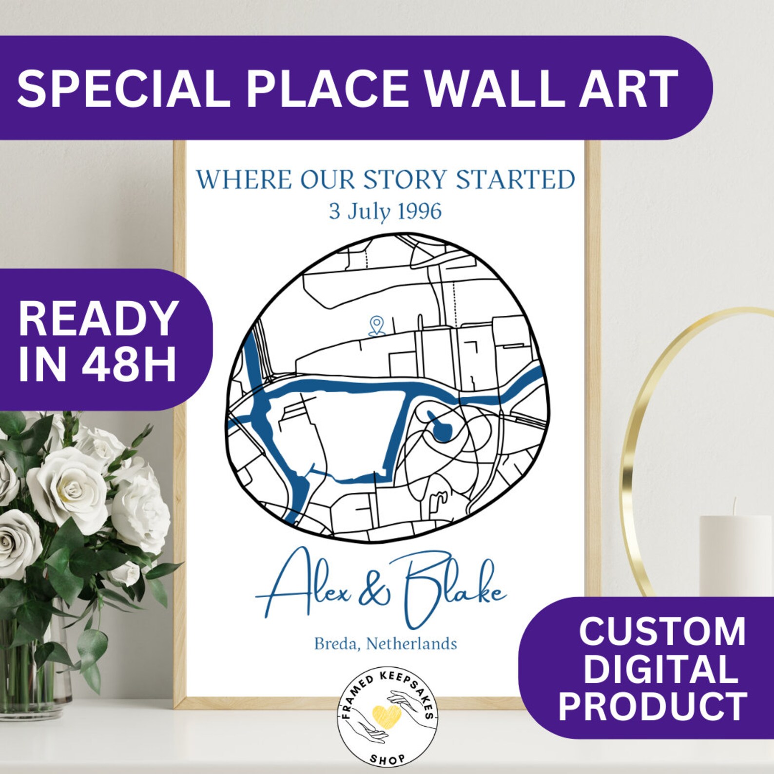 Personalized Map Wall Art Custom Printable File - Etsy